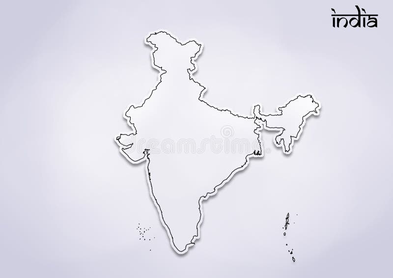INDIA MAP, INDIA Map Black Out Line with Paper Cutting on White ...