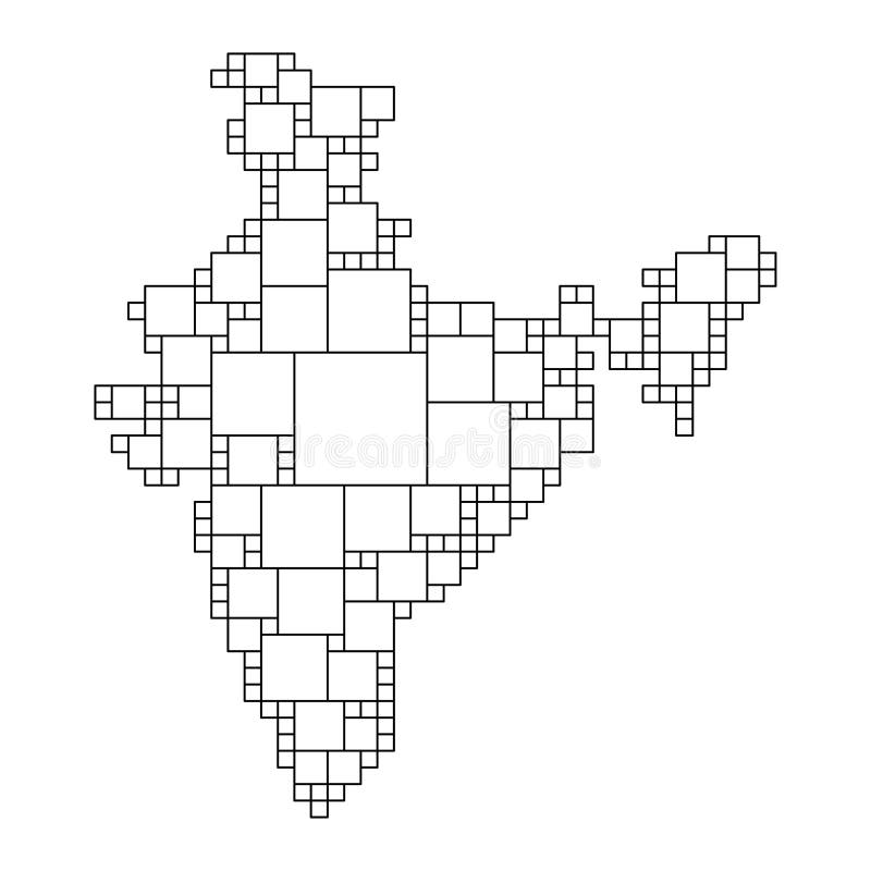 India Map from Black Pattern from a Grid of Squares of Different Sizes ...