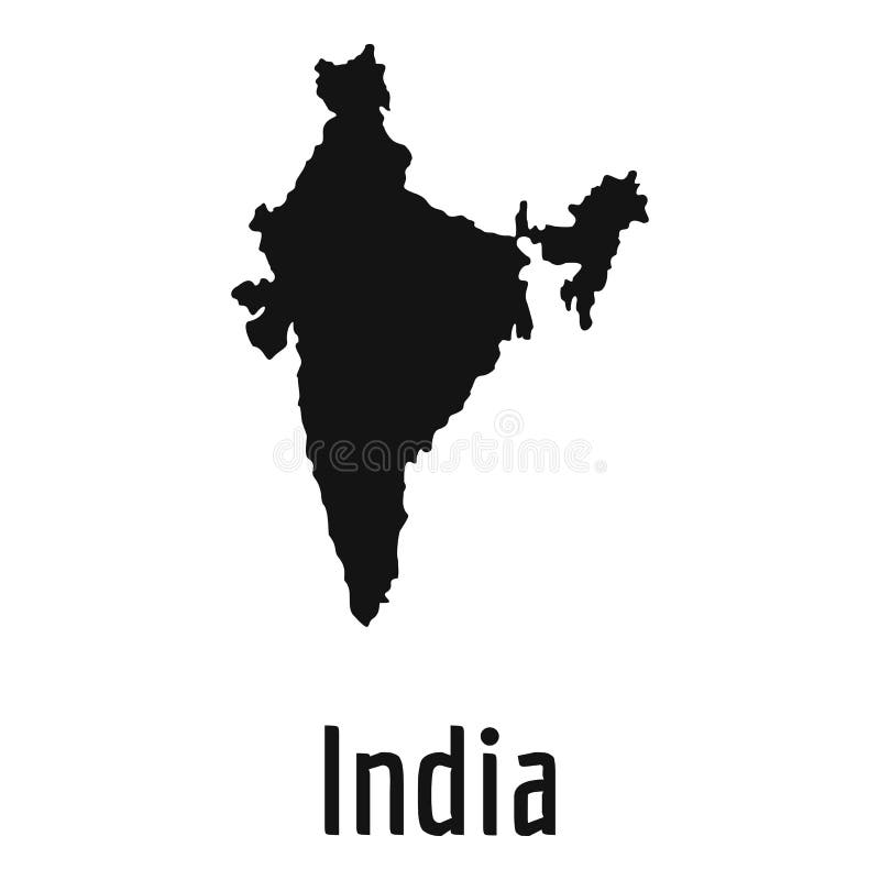 India Map in Black Set Simple Stock Illustration - Illustration of ...