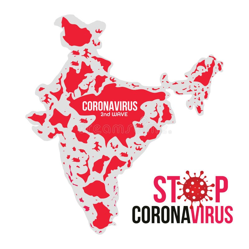 India Map with Covid-19 Virus 2nd Wave Lockdown Concept. Vector ...