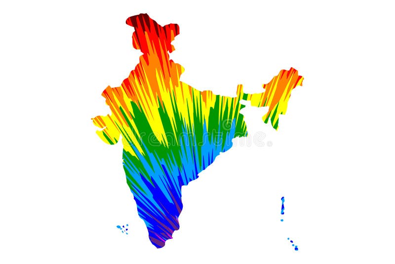 India - Map is Designed Rainbow Abstract Colorful Pattern, Republic of ...