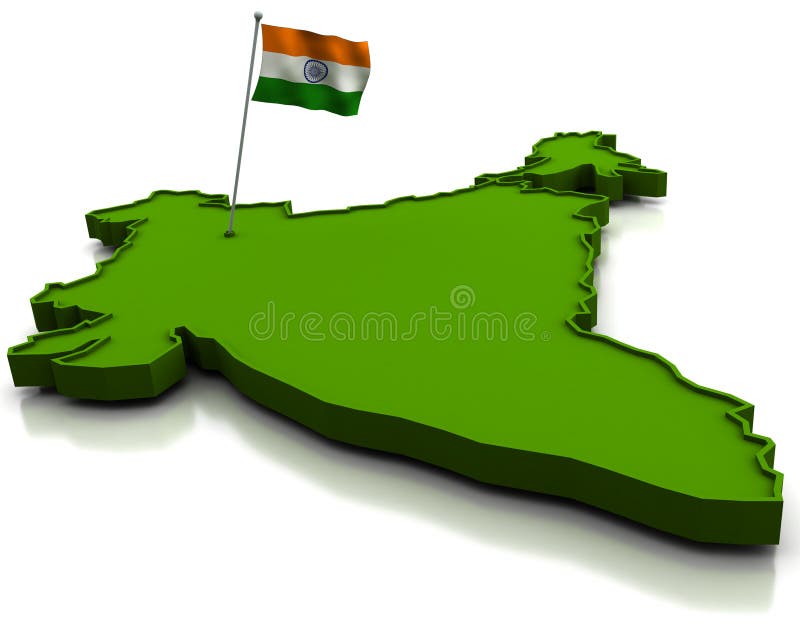 3d flag map of India stock illustration. Illustration of heritage - 8117119
