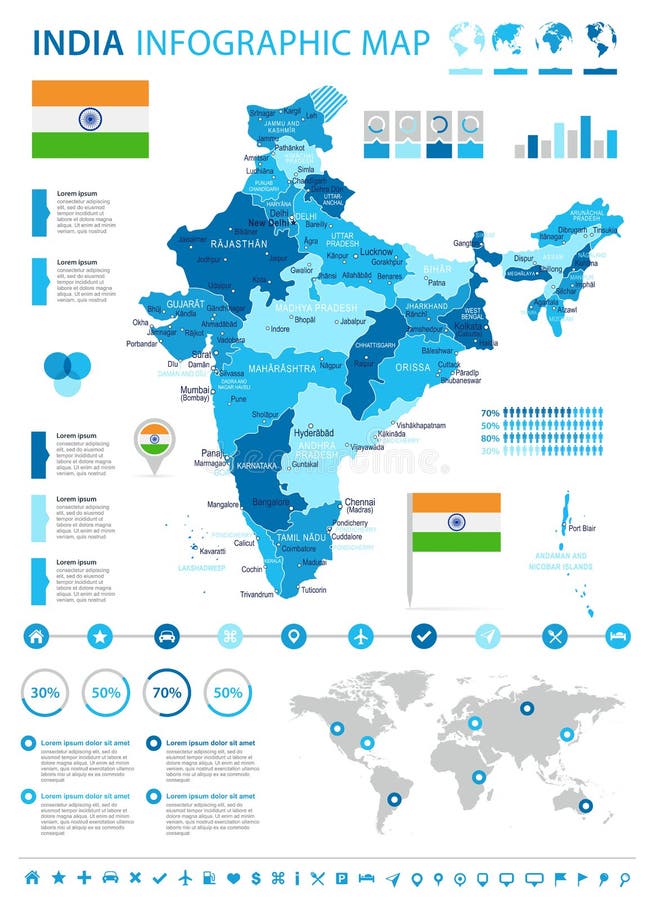 India - Map and Flag - Infographic Illustration Stock Illustration ...