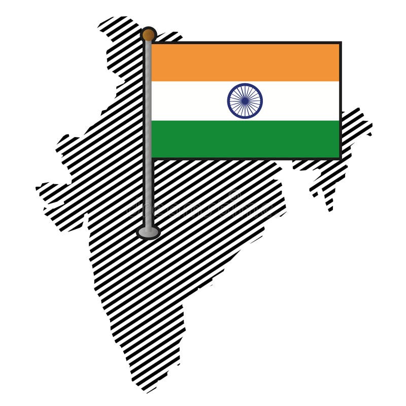 India Map with Flag. Vector Stock Vector - Illustration of outline ...