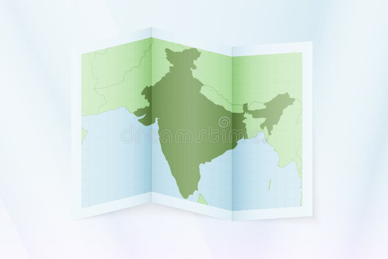 India Map, Folded Paper with India Map Stock Vector - Illustration of ...