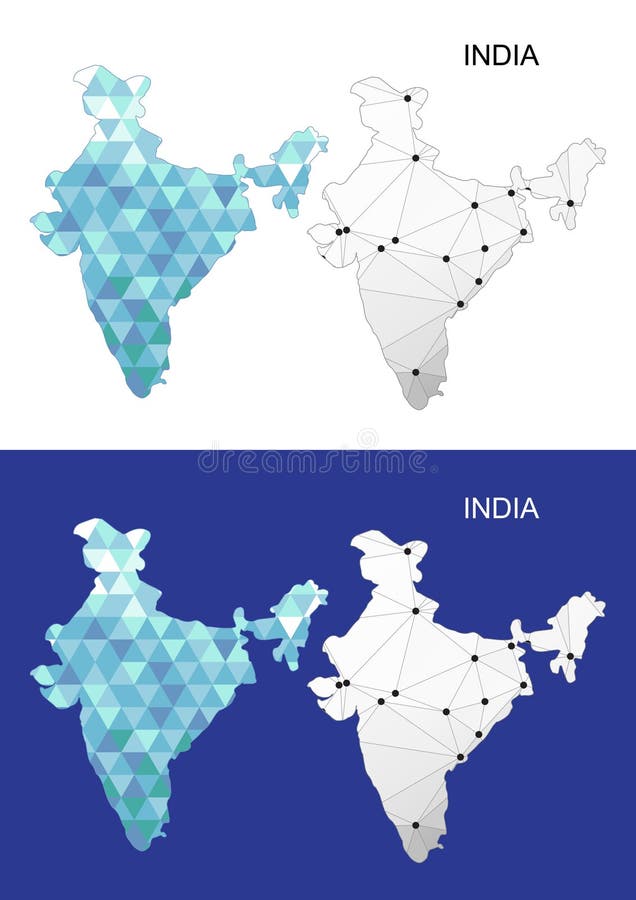 India Map In Geometric Polygonal,mosaic Style. Stock Vector ...