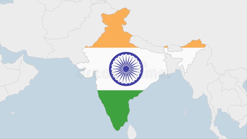 India Map Highlighted in India Flag Colors and Pin of Country Capital ... India Map Highlighted in India Flag Colors and Pin of Country Capital ...