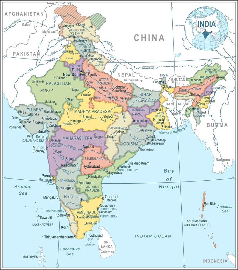 Map of India - Highly Detailed Vector Illustration Stock Vector ...