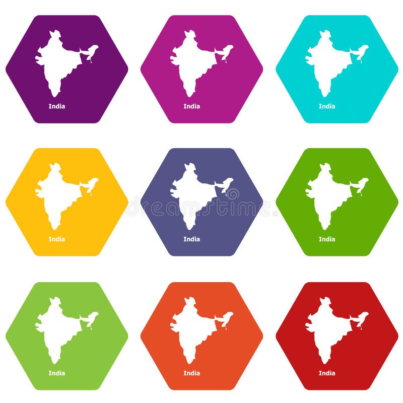 India Map Icons Set 9 Vector Stock Vector - Illustration of cartography ...