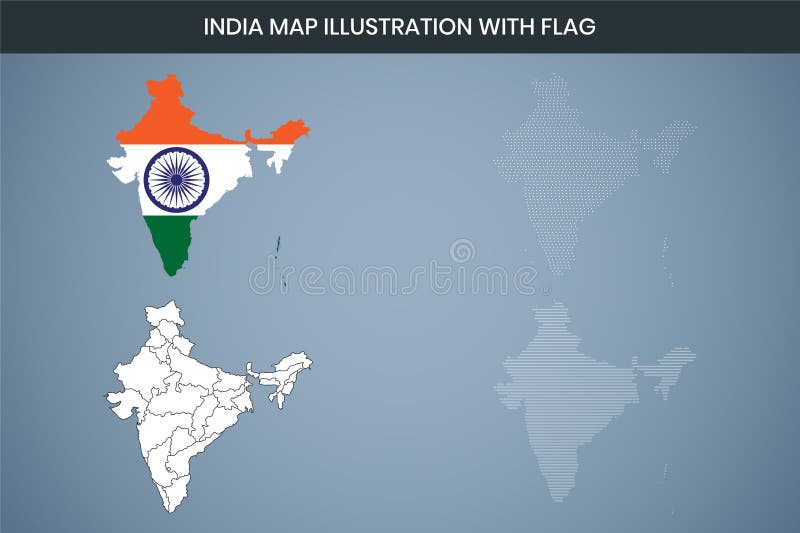 India Map Illustration with Flag in Different Style Stock Illustration ...