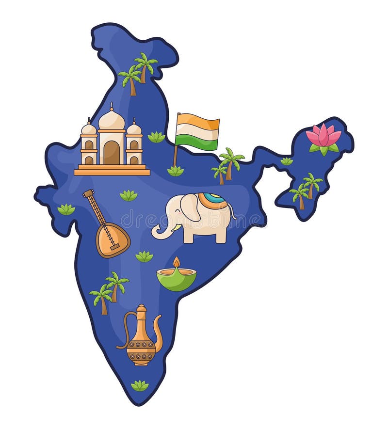 India map with items stock vector. Illustration of official - 247682129