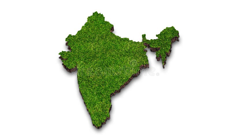 India Map Made of Green Grass and Soil on the White Isolated Background ...
