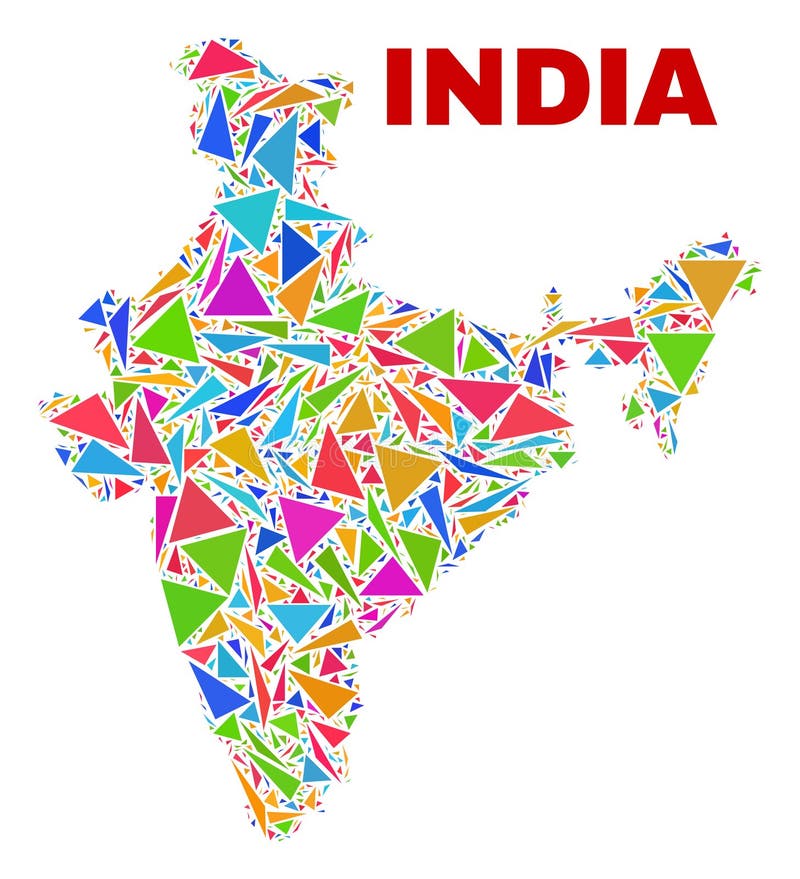 India Map - Mosaic of Color Triangles Stock Vector - Illustration of ...