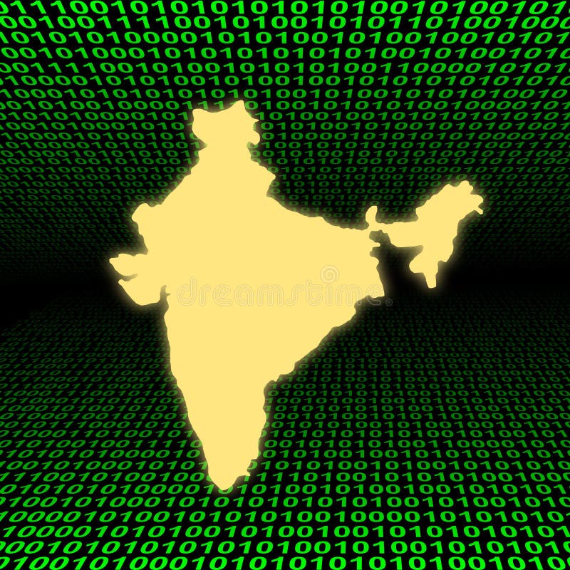 India map over binary code stock illustration. Illustration of ...