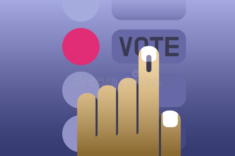 Hand Casting Vote in an Electronic Voting Machine Stock Illustration ...