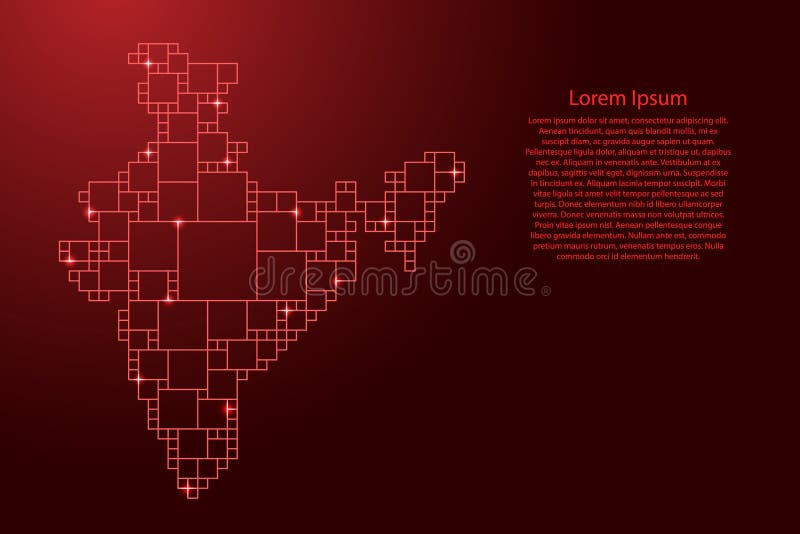 India Map from Red Pattern from a Grid of Squares of Different Sizes ...