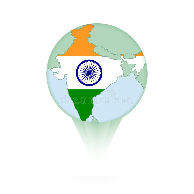 India Map, Stylish Location Icon with India Map and Flag Stock Vector ...