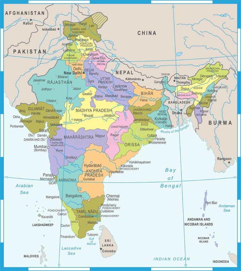 India Map - Vector Illustration Stock Illustration - Illustration of ...