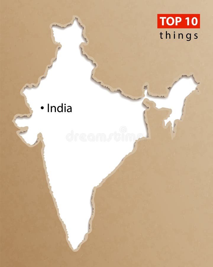 India Map Vector. Indian Maps Craft Paper Texture. Empty Template ...