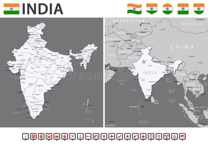 India Map - Vector Infographic Set Stock Illustration - Illustration of ...
