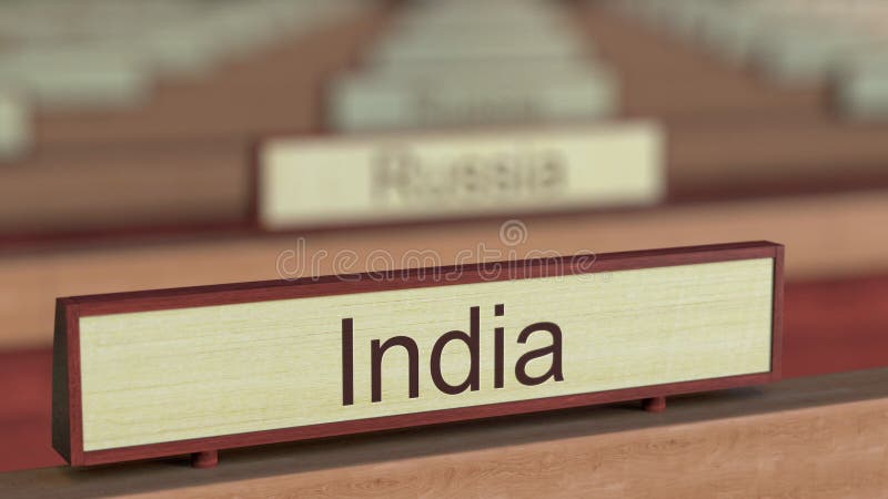 India Name Sign among Different Countries Plaques at International ...