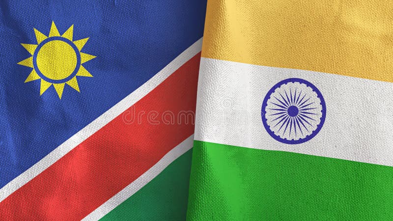India and Namibia Two Flags Textile Cloth 3D Rendering Stock ...