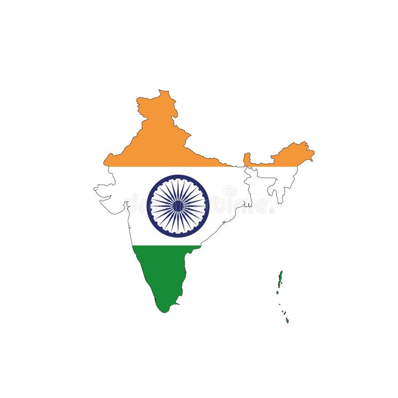 India National Flag in a Shape of Country Map Stock Vector ...