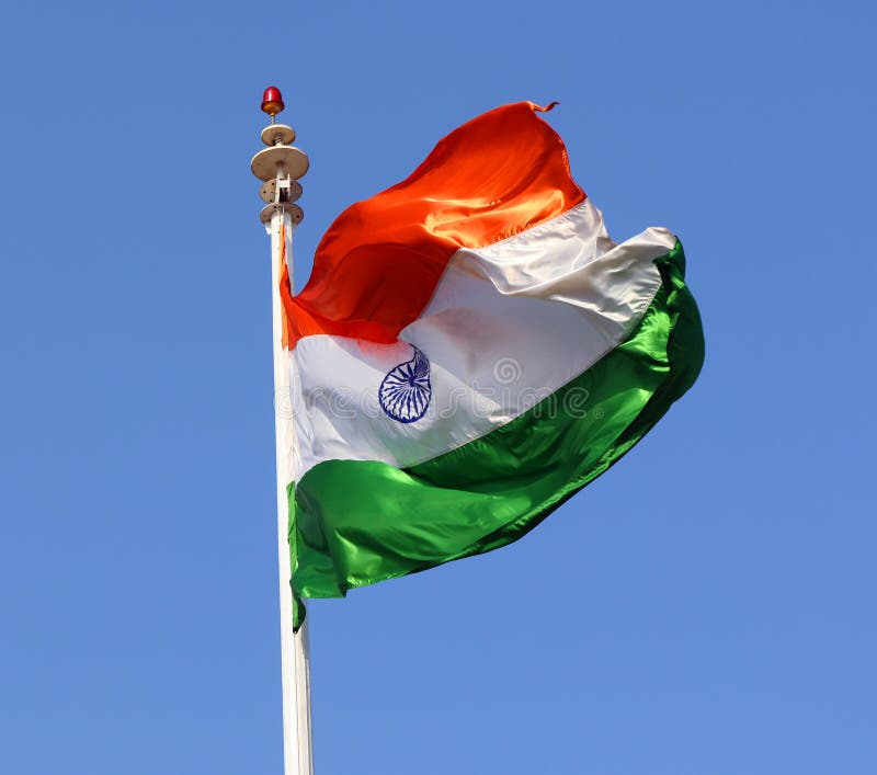 India National Flag Waving on Pole Stock Image - Image of graphic ...