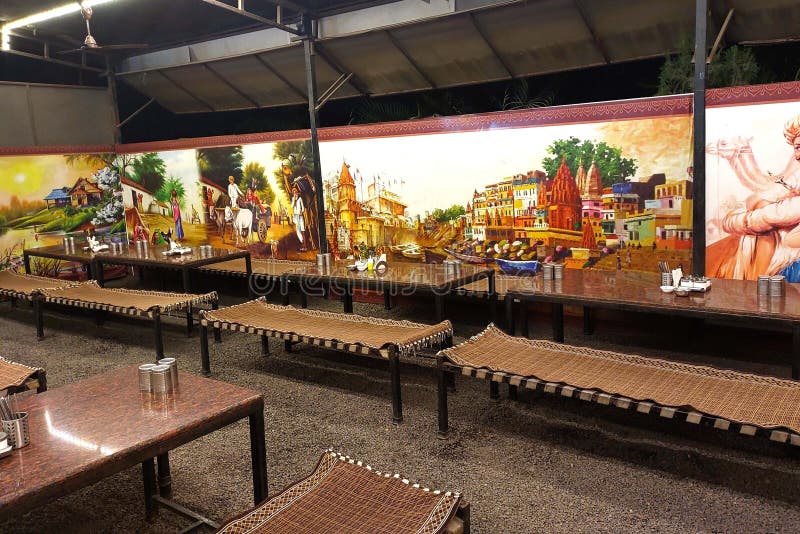 India Open Restaurant Interior with Traditional Sitting Arrangement ...