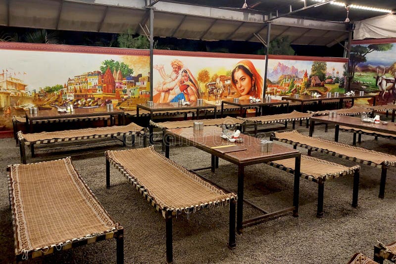 India Open Restaurant Interior with Traditional Sitting Arrangement ...