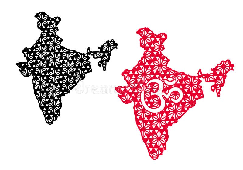 India Outline with Decorative Geometric Patterns. Cut and Sublimation ...