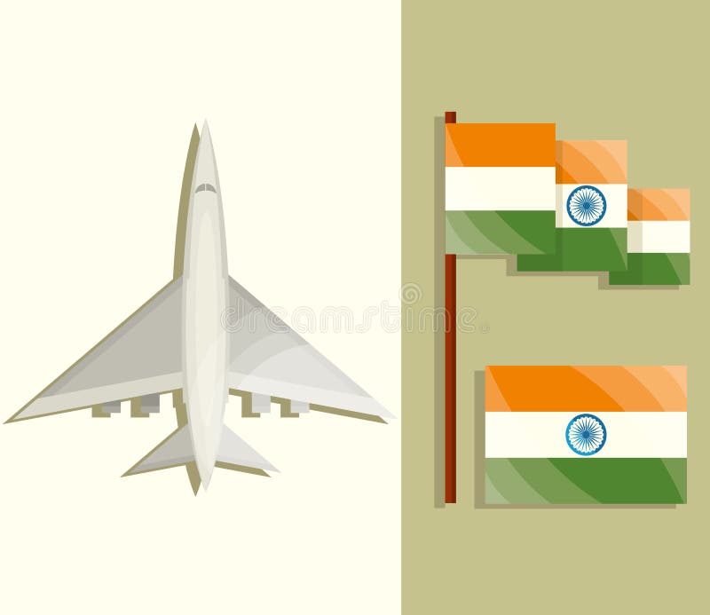 India plane and flags stock vector. Illustration of flying - 222342678