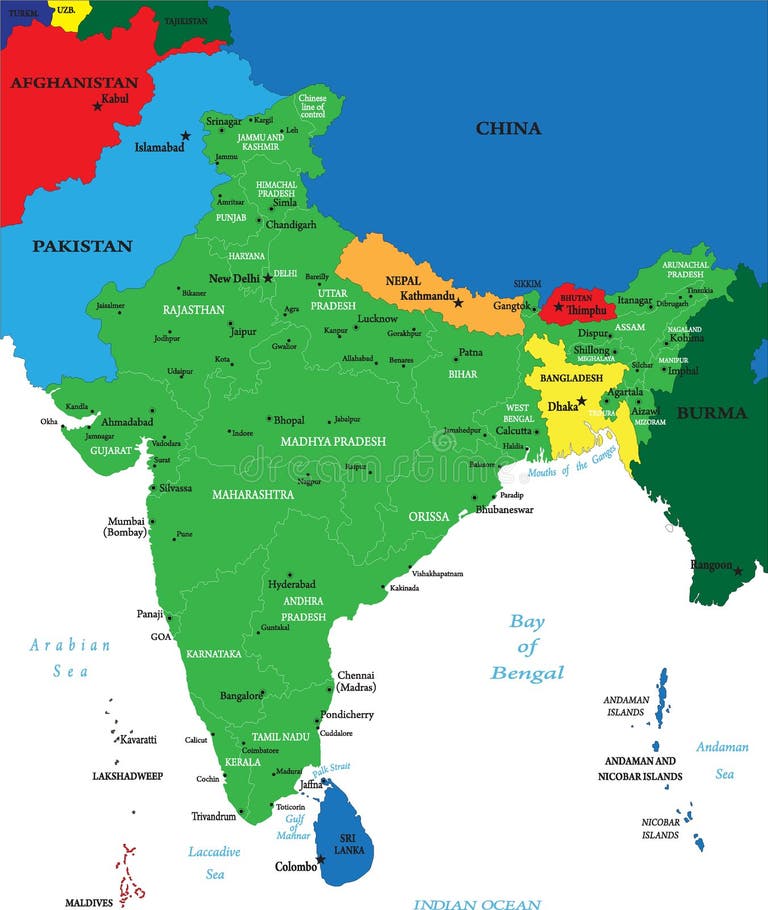 India Political Map Stock Illustrations – 6,092 India Political Map ...