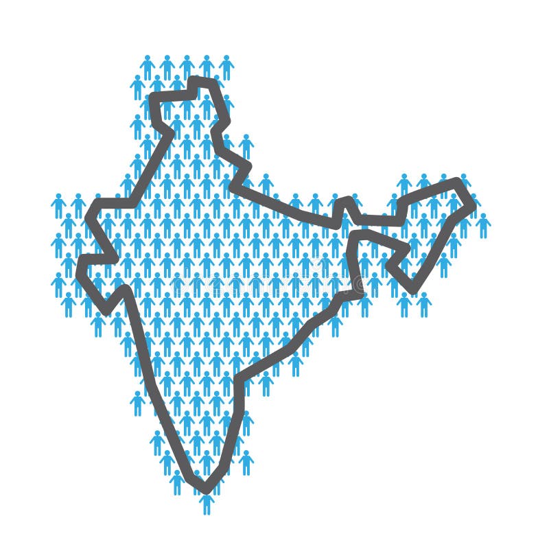 India Population Map. Country Outline Made from People Figures Stock ...