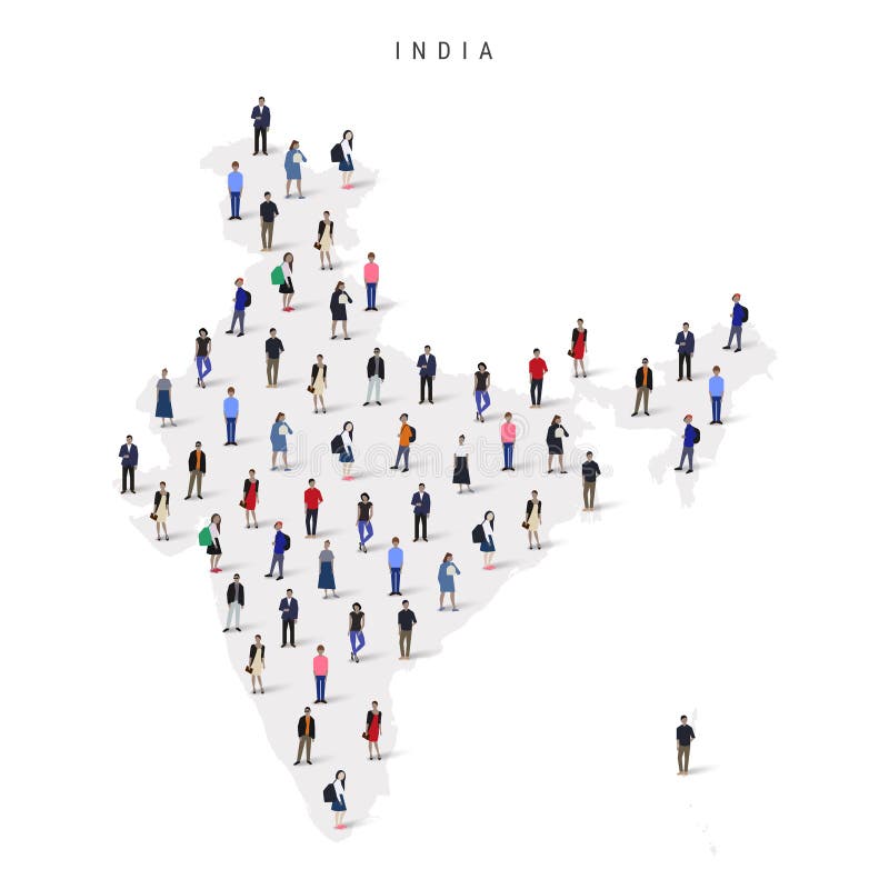 India Population Map. Large Group of People in a Shape of Indian Map ...