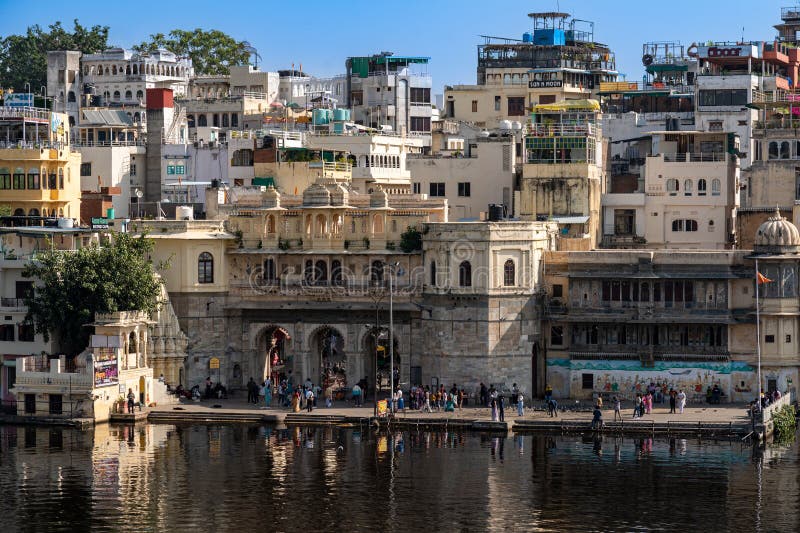 India. Rajasthan. Udaipur. Gangaur Ghat Editorial Image - Image of ...