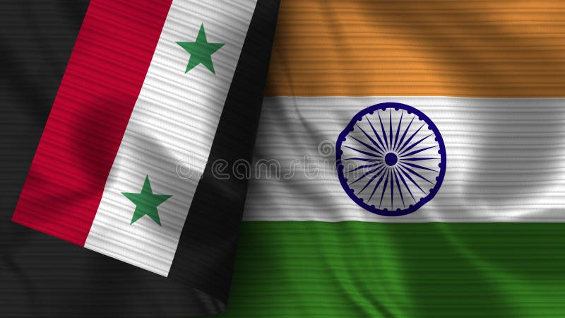 India and Syria Realistic Flag â€“ Fabric Texture Illustration Stock ...