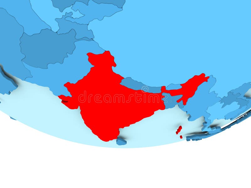 Map of India on Blue Political Globe Stock Illustration - Illustration ...