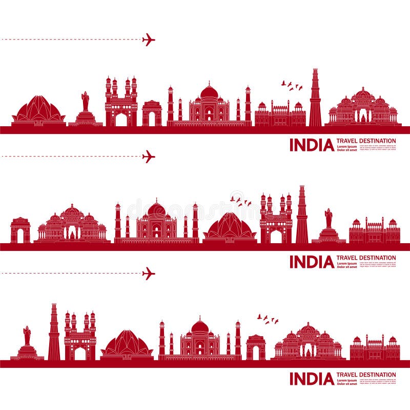 India Travel Destination Vector Illustration. Editorial Photography ...