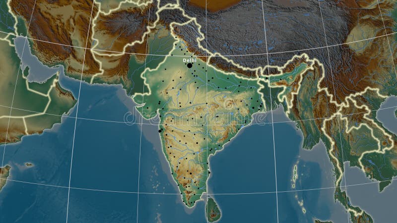 India - Relief. Composition, Borders Stock Illustration - Illustration ...