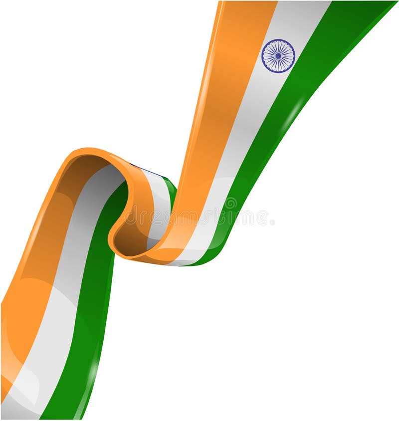 Banner with Wavy Ribbon of Colors of the National Flag of India Text of ...