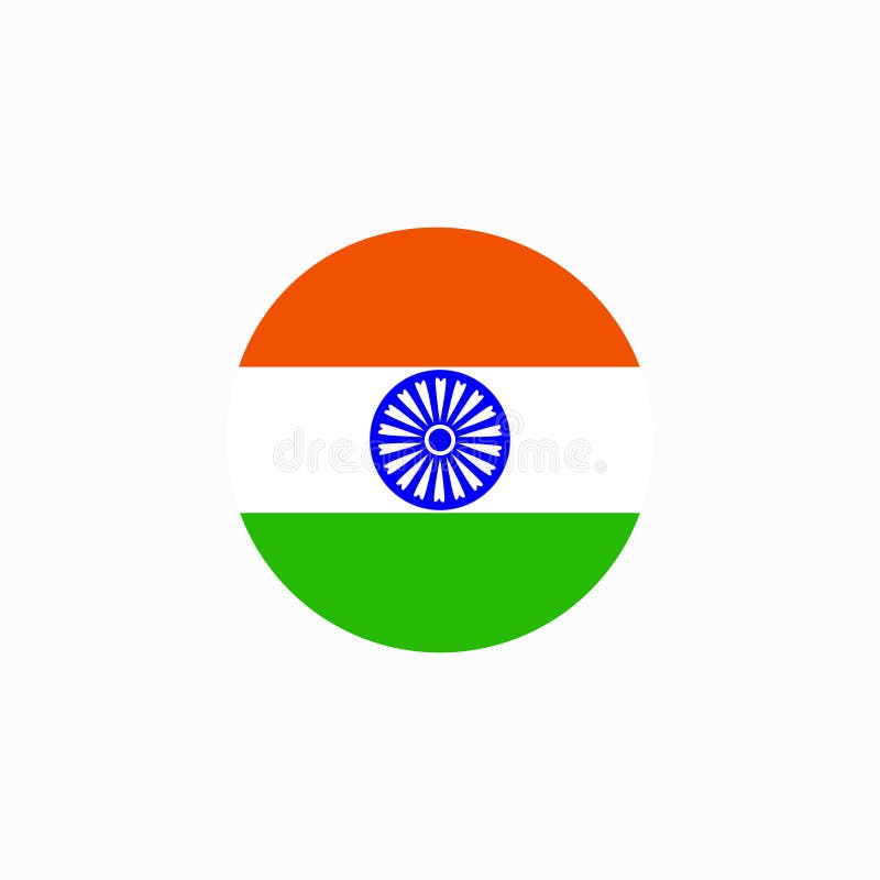 India Round Flag Icon. National Indian Flag Vector Illustration ...