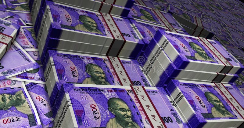 India Rupee 100 Banknote â€“ Flying between Transparent Money Stock ...