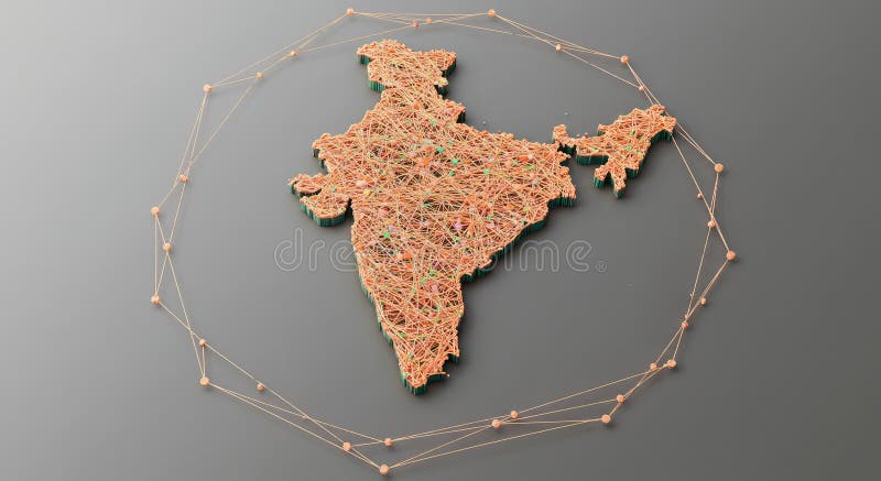 India S Network: a 3D Map Representation Stock Illustration ...