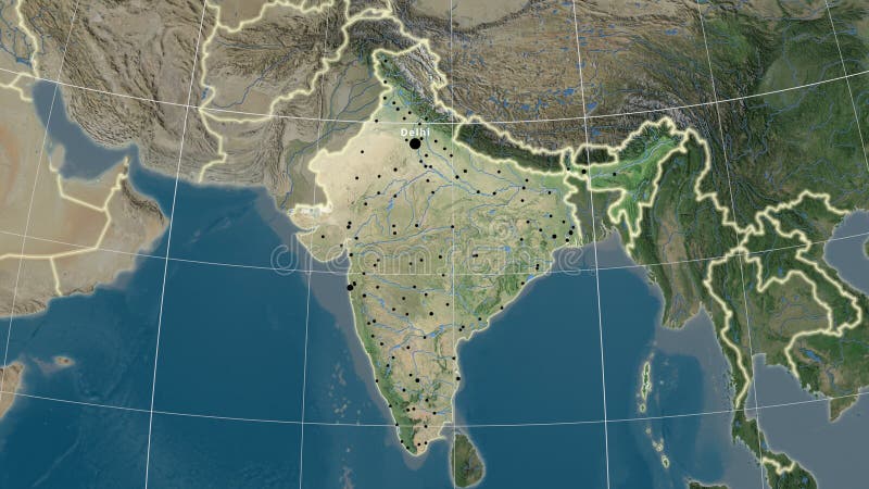 India - Satellite. Composition, Borders Stock Illustration ...