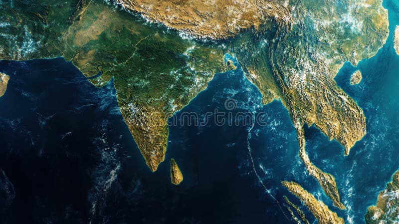 India Satellite Image Showing Detailed State Borders in Focus Stock Illustration - Illustration ...