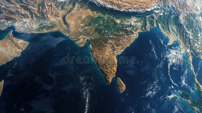 India in Focus on a Tilted World Map. Stock Illustration - Illustration ...