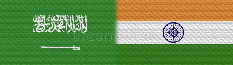 India and Saudi Arabia Fabric Texture Flag â€“ 3D Illustrations Stock ...