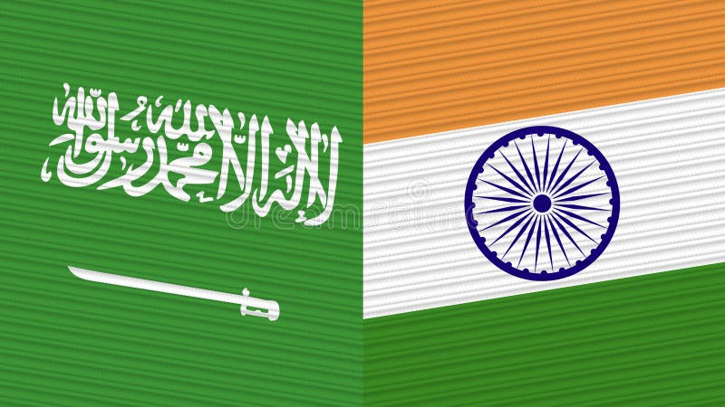 India and Saudi Arabia Flags Together Fabric Texture Illustration Stock ...