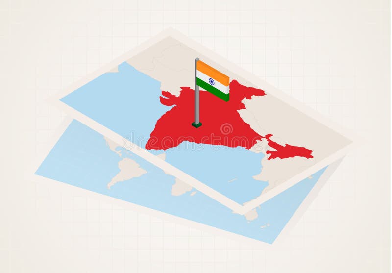 India Selected on Map with Isometric Flag of India Stock Vector ... India Selected on Map with Isometric Flag of India Stock Vector ...